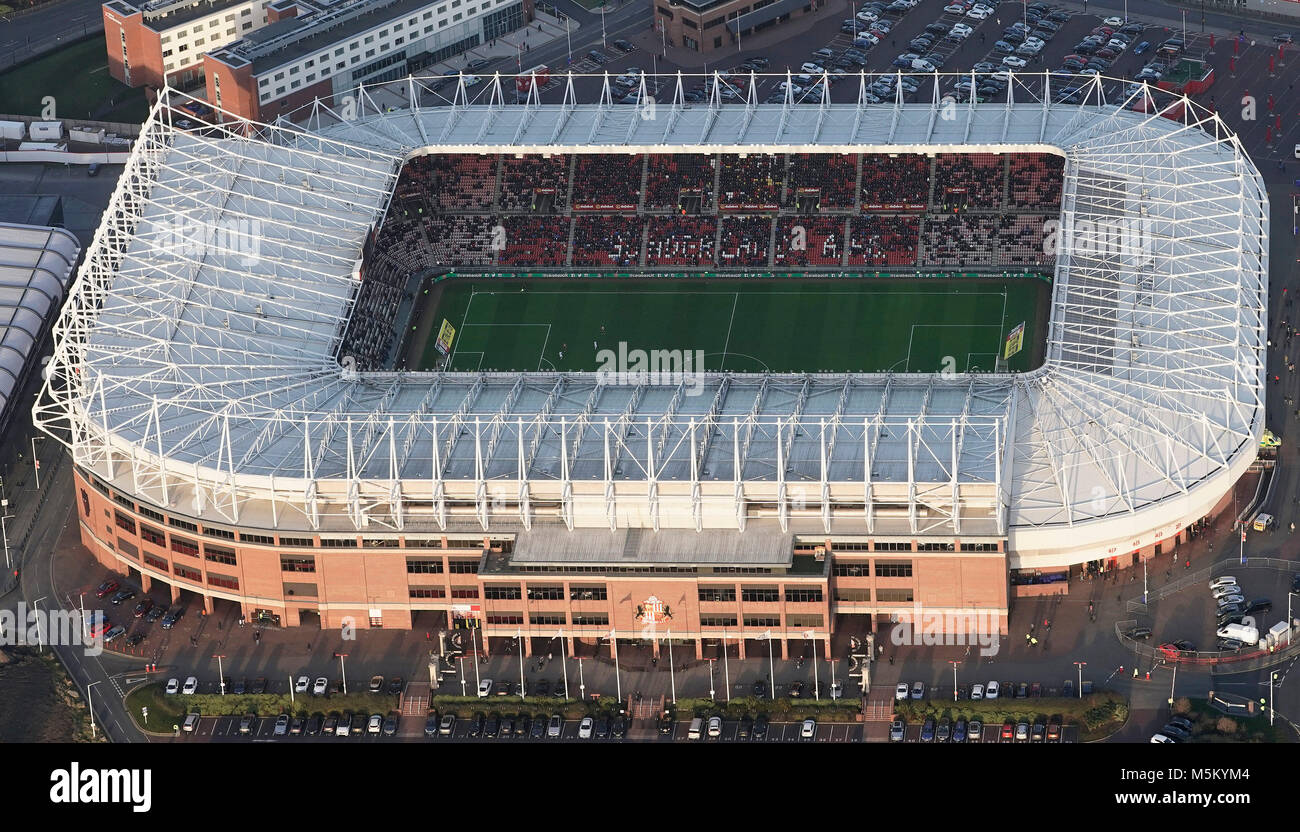 A birds eye view of the Stadium of Light, shot from a light aircraft ...