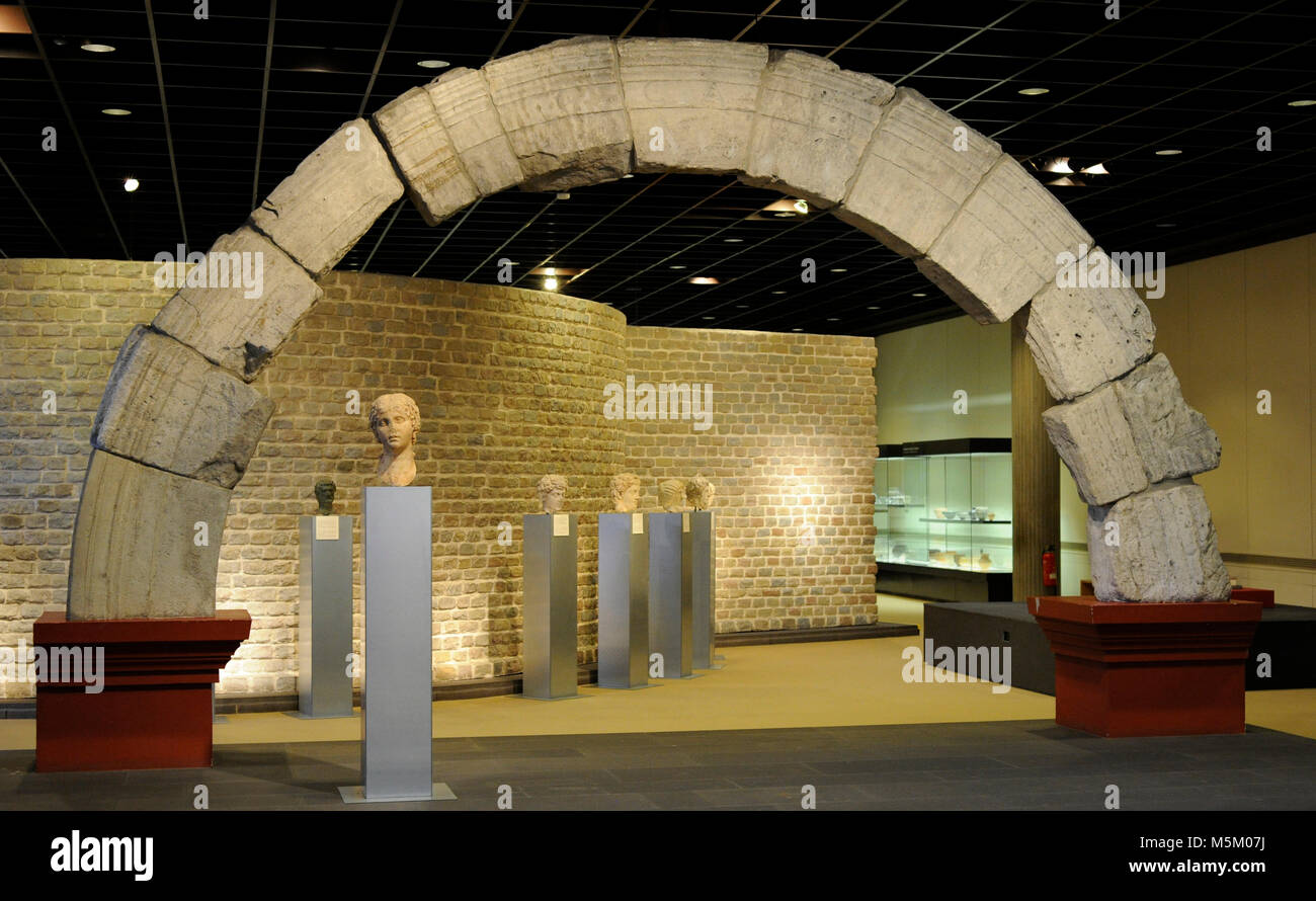 Room with the central arch of the north door of the Roman wall. The ...