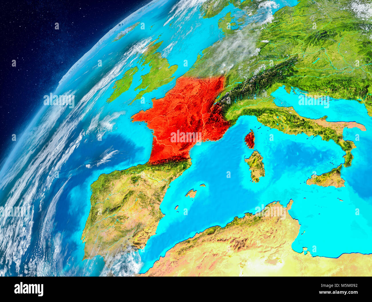 Highlighted satellite image of france hi-res stock photography and ...