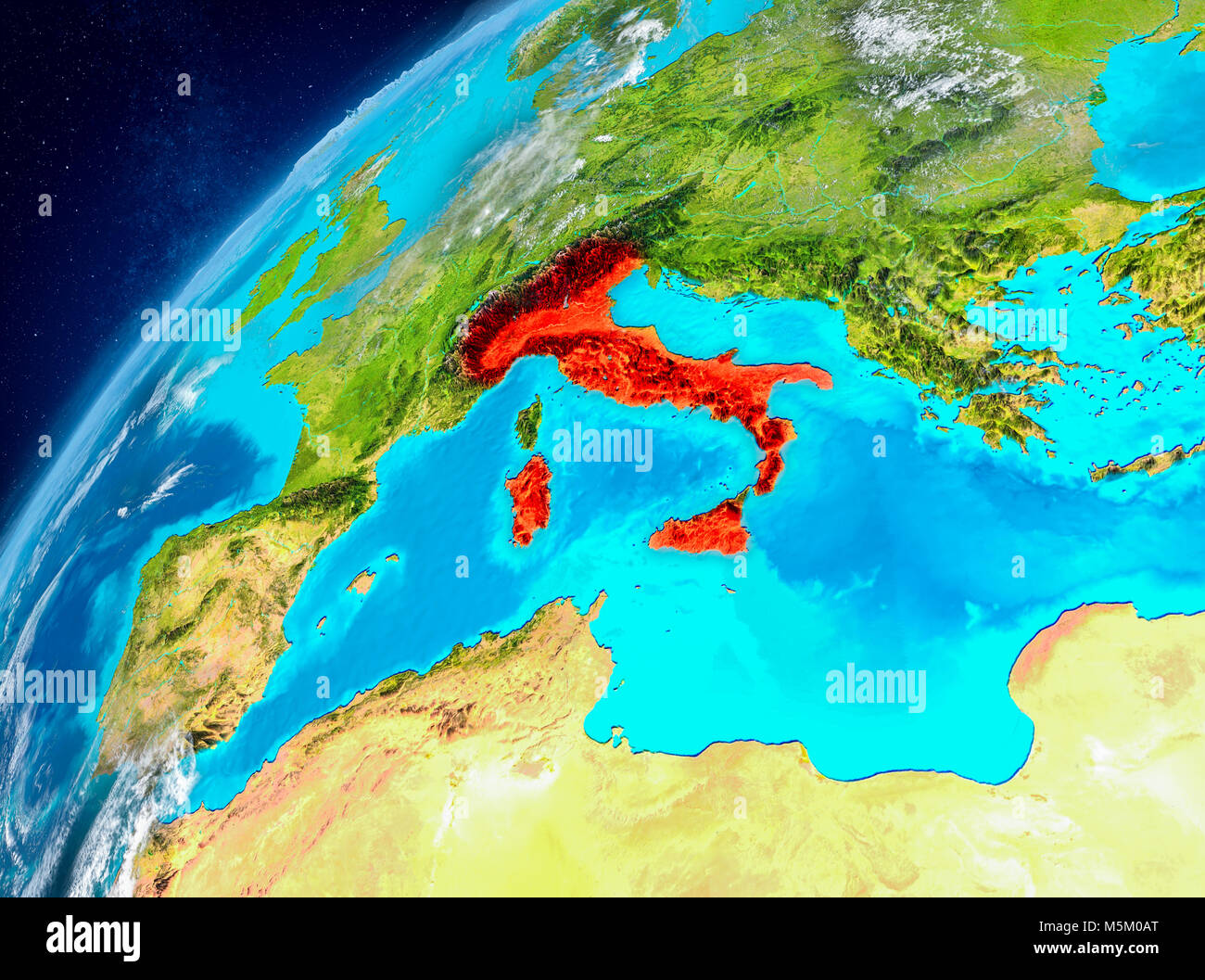 Highlighted satellite image of italy hi-res stock photography and ...