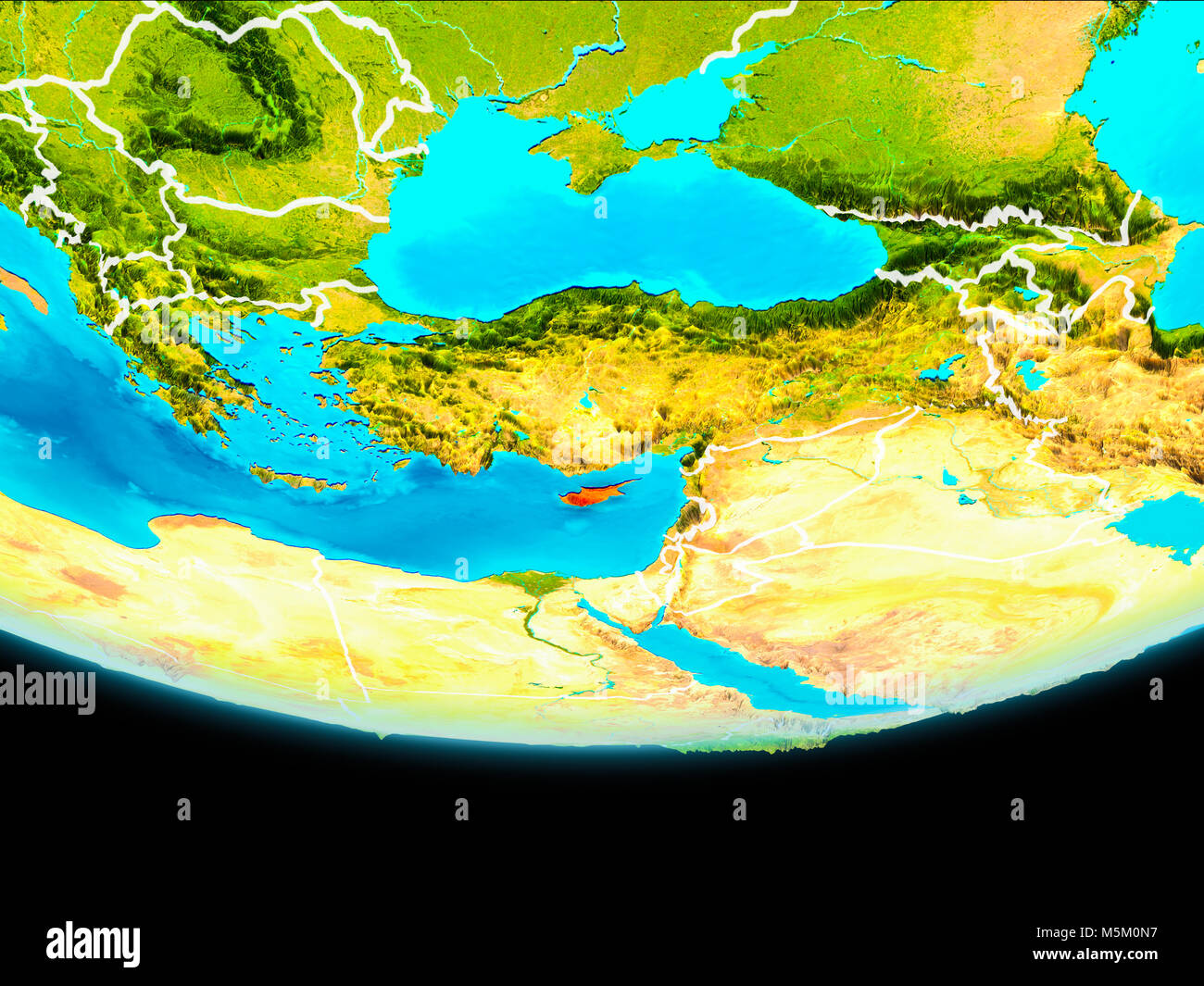 Highlighted satellite image of cyprus hi-res stock photography and ...