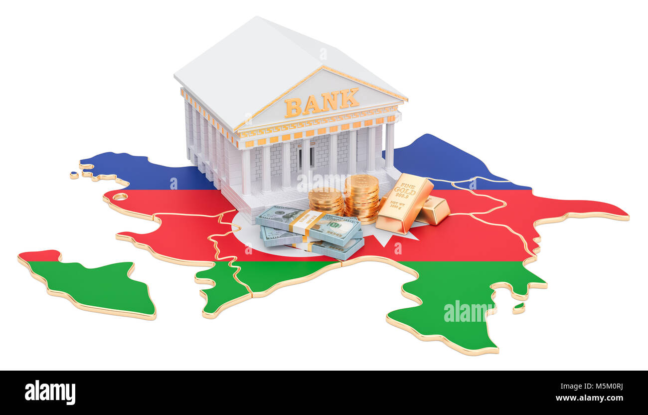 Banking system in Azerbaijan concept. 3D rendering isolated on white ...