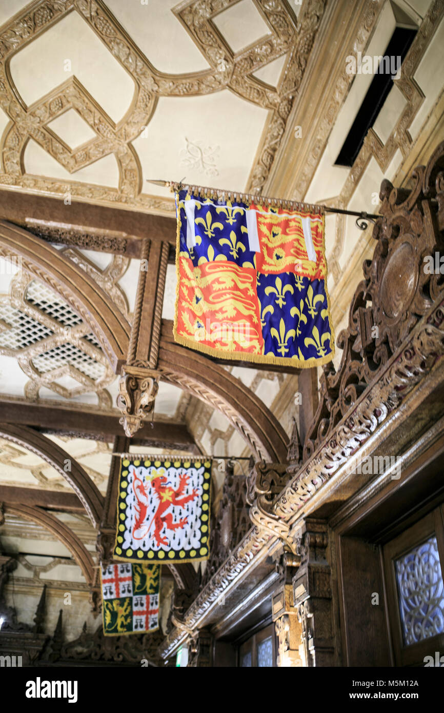 Medieval colored flag in a castle Stock Photo - Alamy