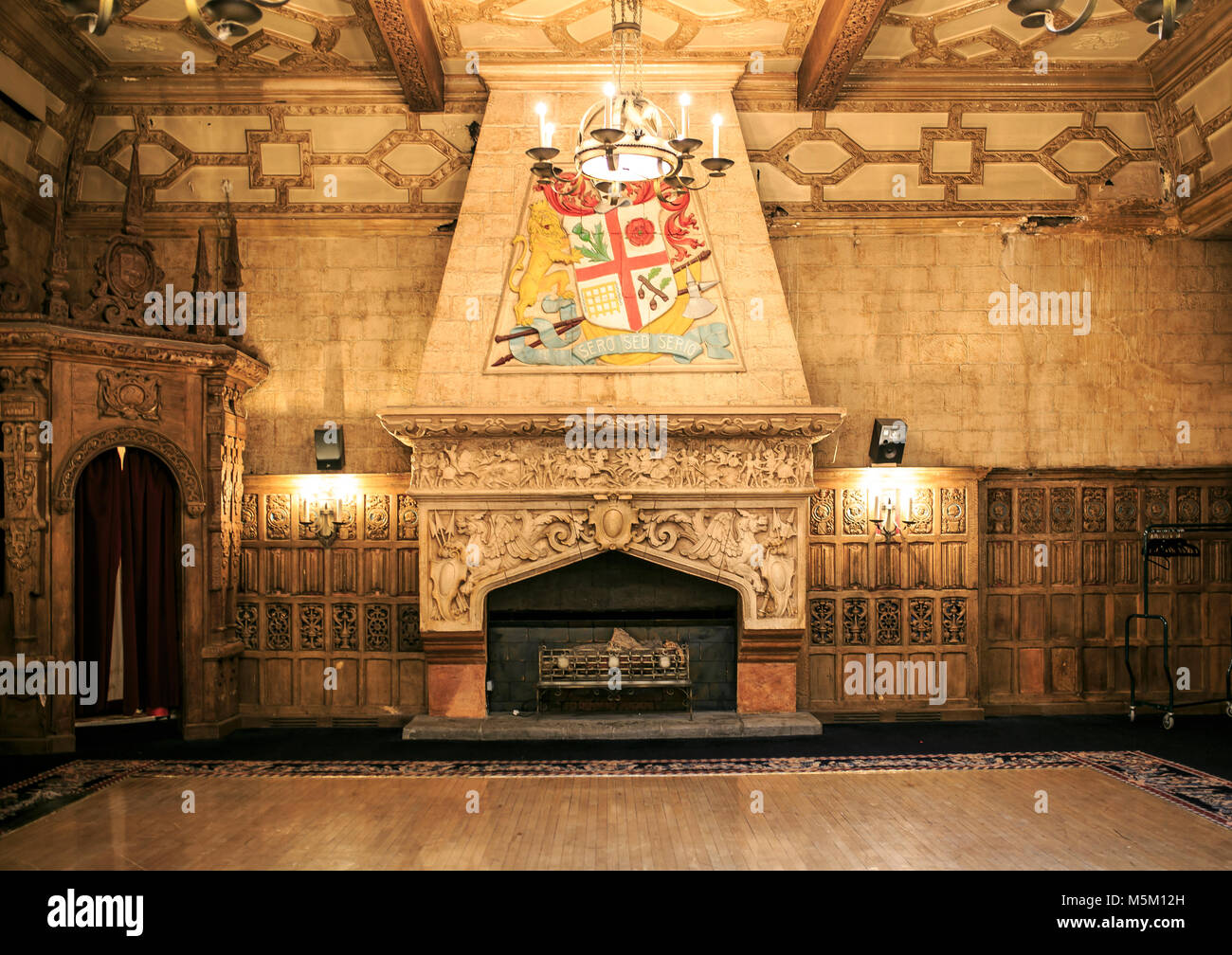 Medieval colored flag in a castle Stock Photo - Alamy
