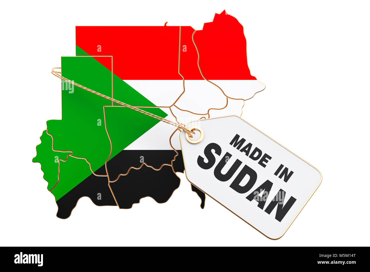 Made in Sudan concept, 3D rendering isolated on white background Stock ...