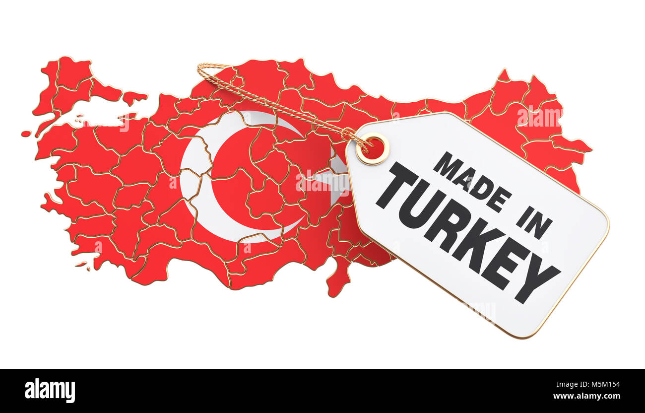 Made in Turkey concept, 3D rendering isolated on white background Stock ...