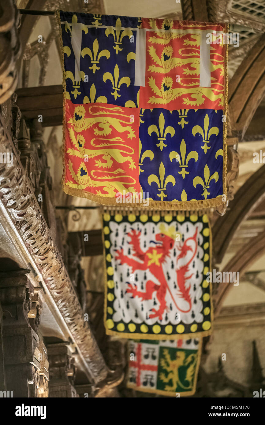 Medieval colored flag in a castle Stock Photo - Alamy