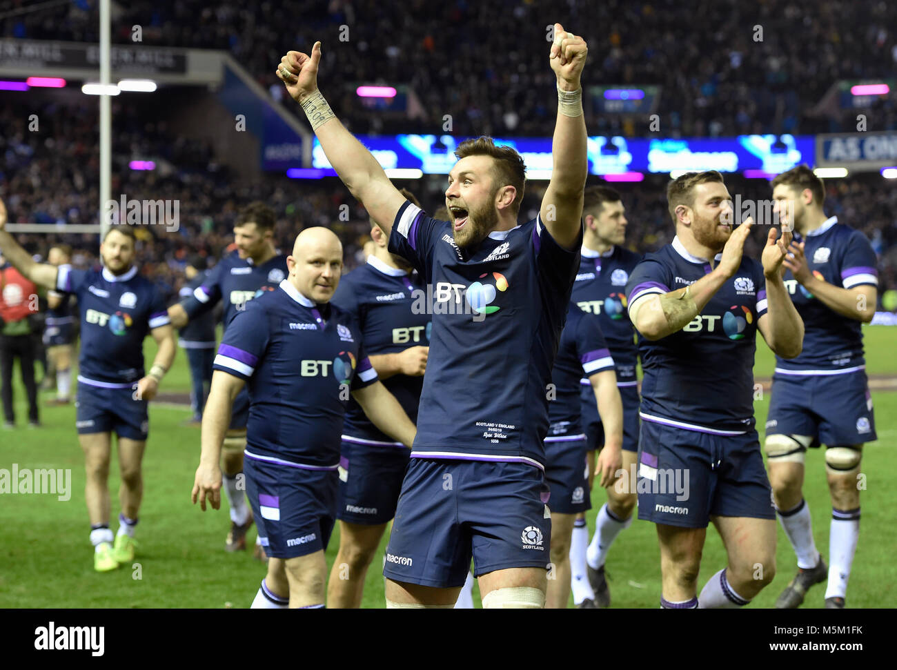 Scotland's Ryan Wilson celebrates to the crowd after the RBS Six ...