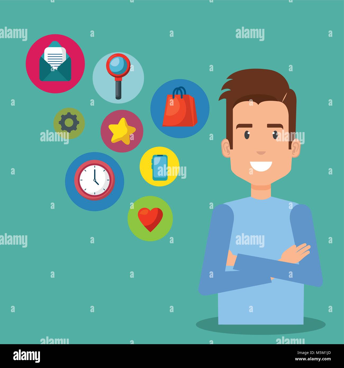 man with social media icons Stock Vector Image & Art - Alamy