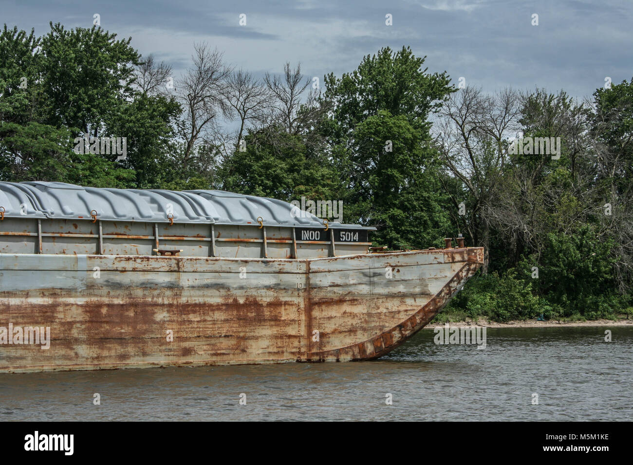 Barge on river Stock Photo - Alamy