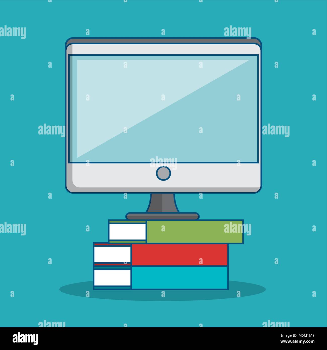 monitor computer with books icon Stock Vector Image & Art - Alamy