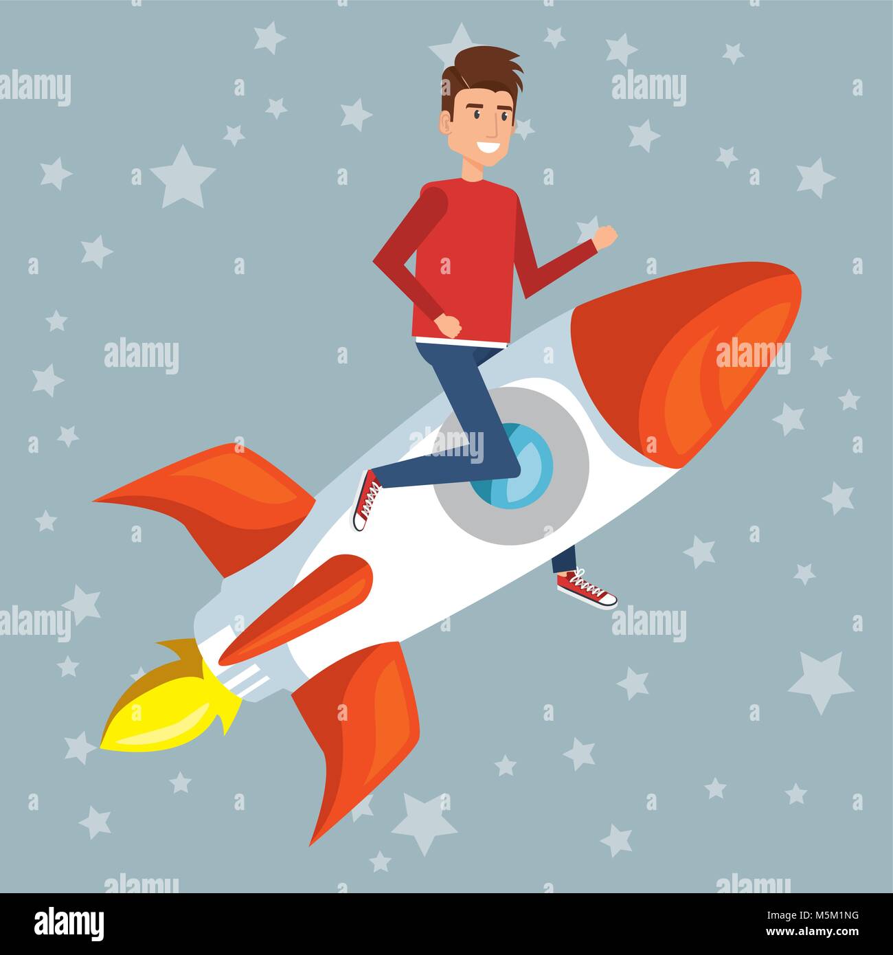 young man on the rocket character Stock Vector Image & Art - Alamy