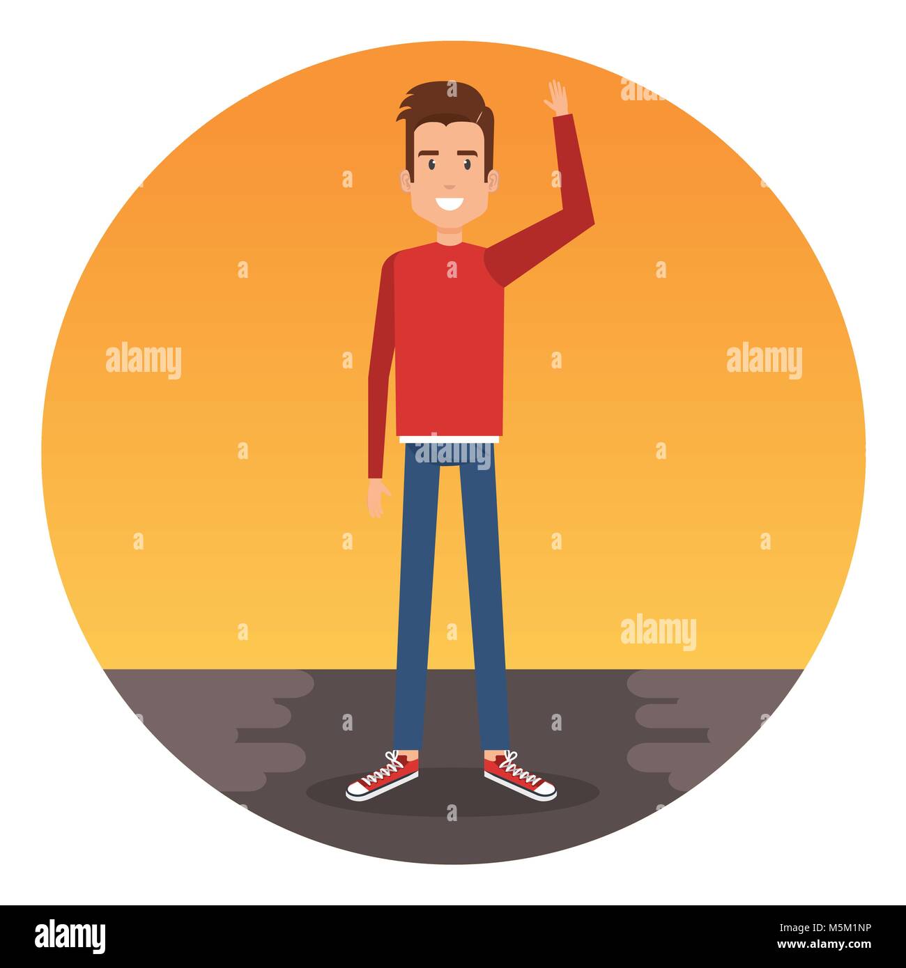 young man with arm up character Stock Vector Image & Art - Alamy