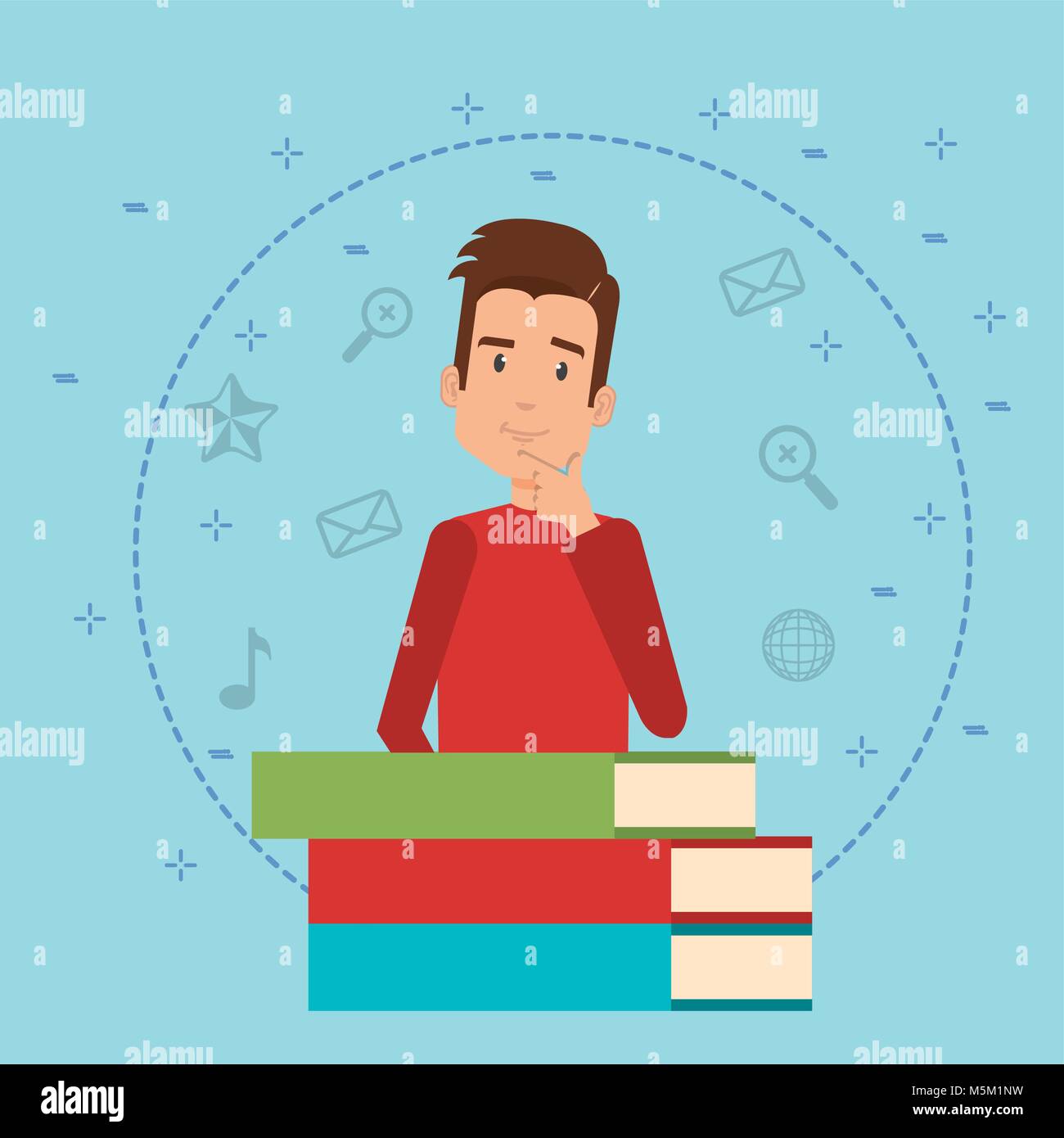 young man with books character Stock Vector Image & Art - Alamy