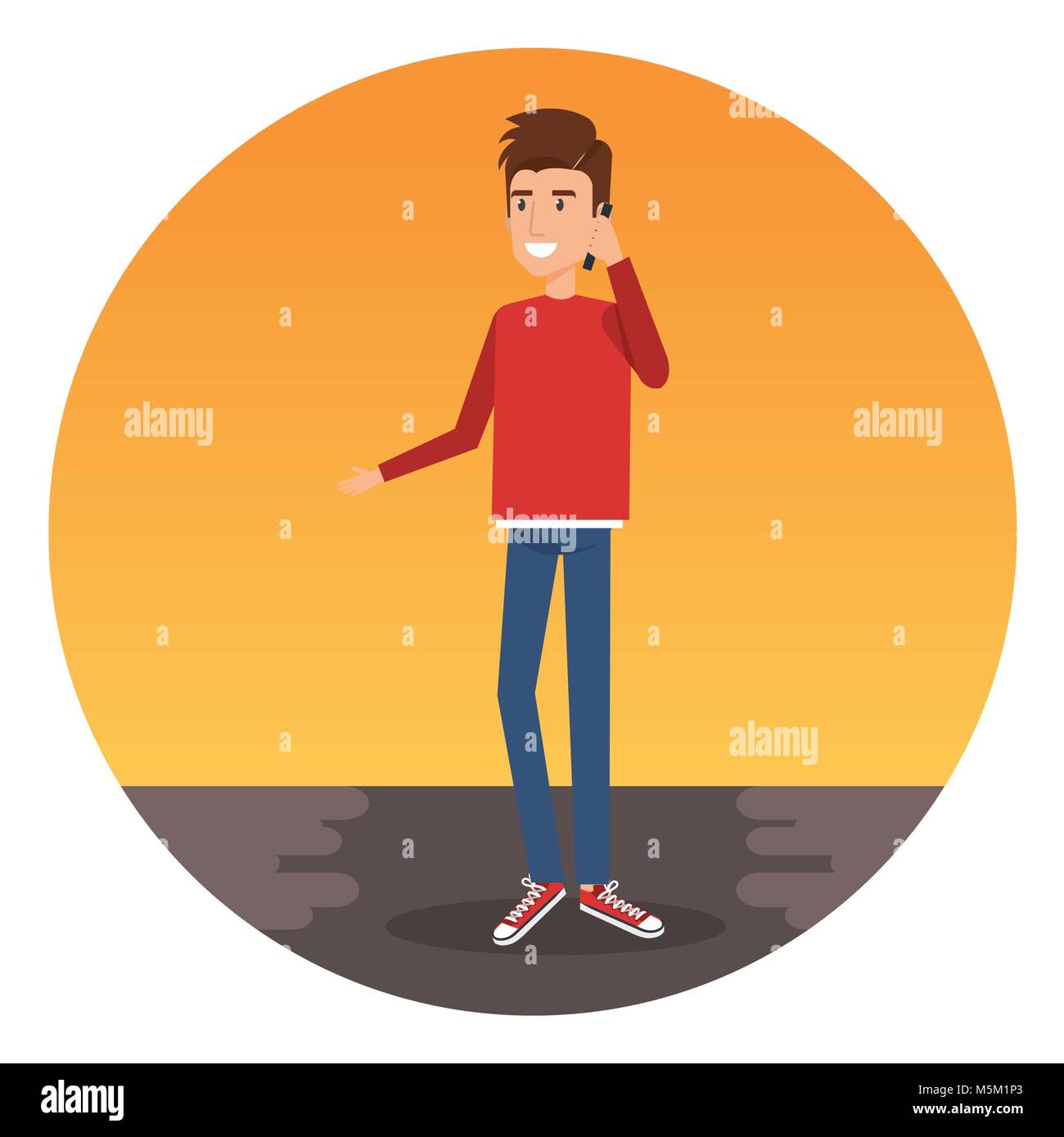 young man calling with smartphone character Stock Vector Image & Art ...