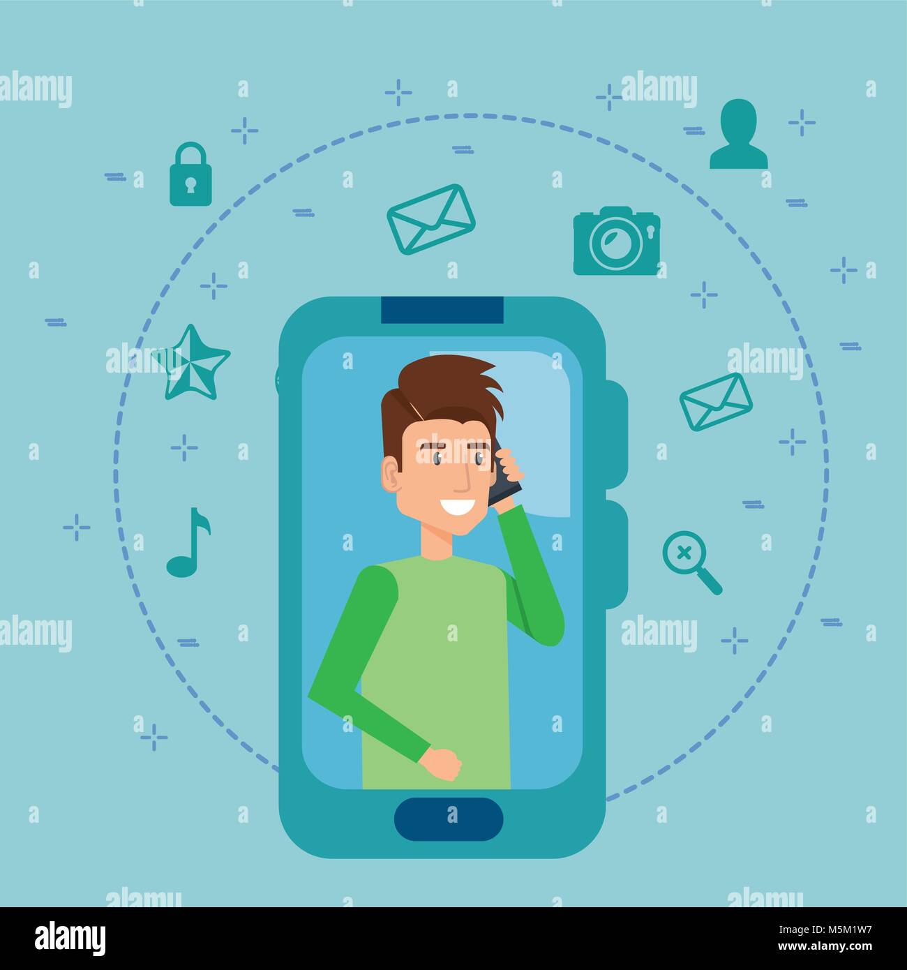 young man in cellphone character Stock Vector Image & Art - Alamy