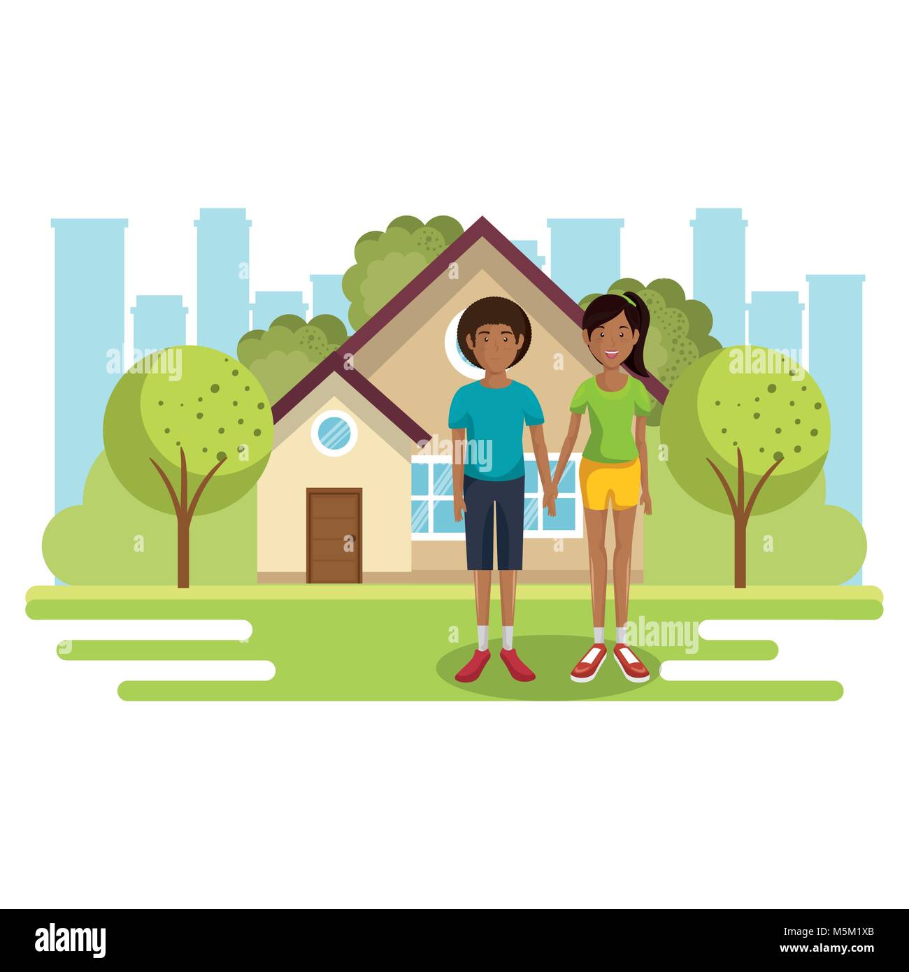 Woman outside old house Stock Vector Images - Alamy