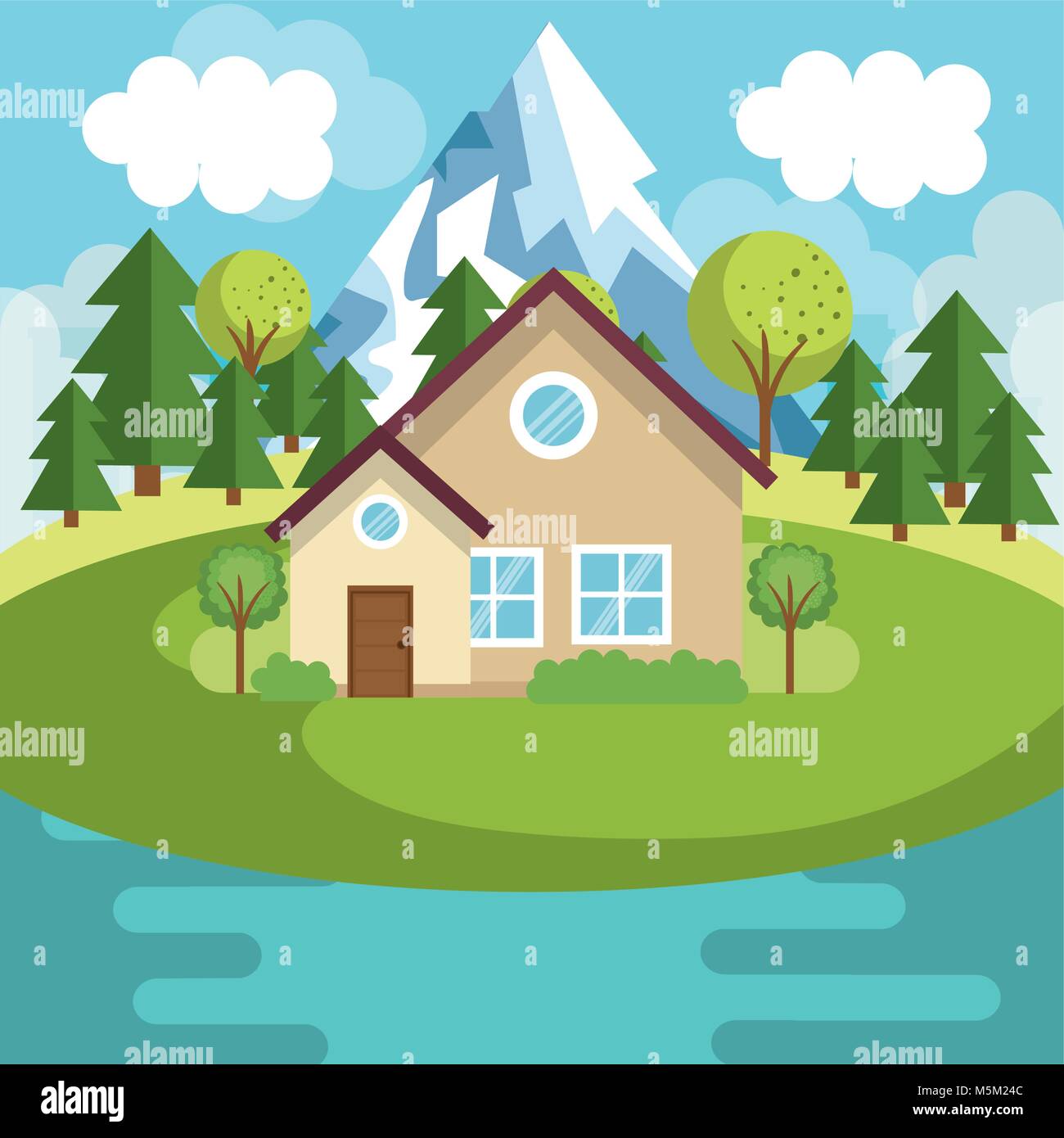 Lake front home Stock Vector Images - Alamy