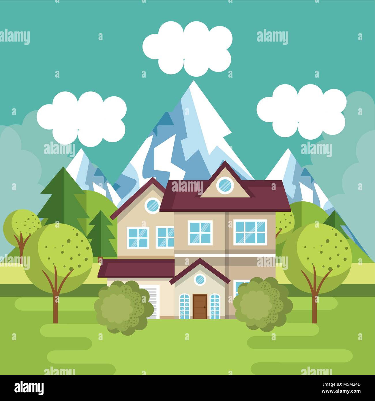 landscape with house scene Stock Vector Image & Art - Alamy