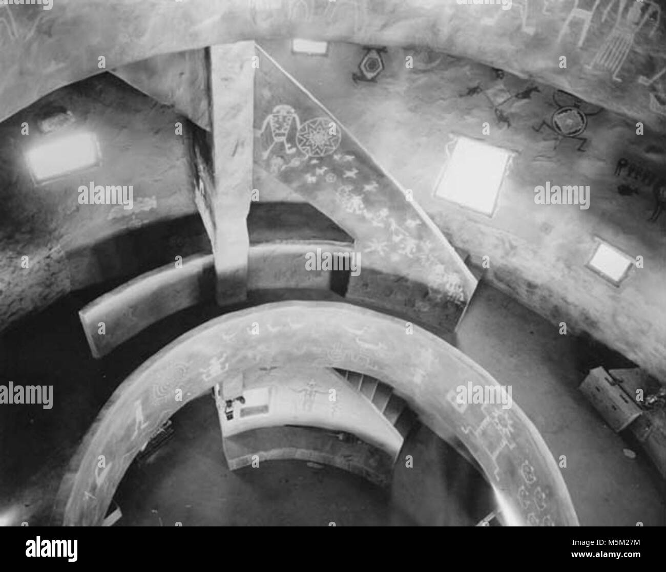 Grand Canyon Historic- Desert View Watchtower Interior c . VIEW DOWN ...