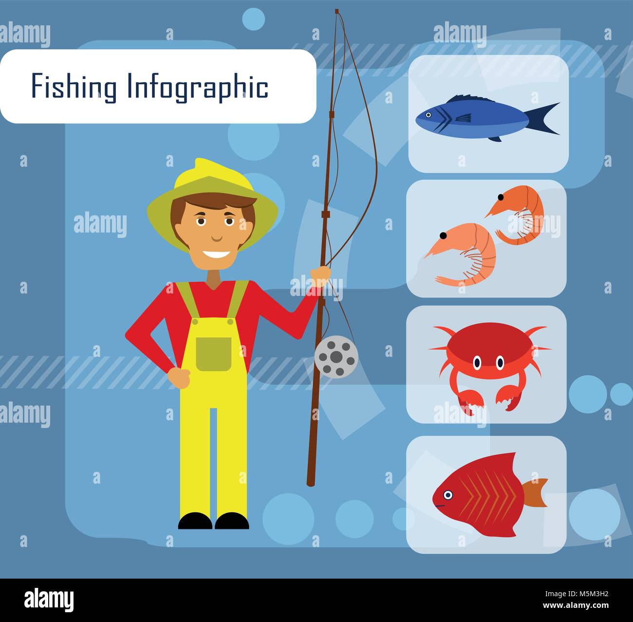 Cool vector flat design fishing boat with crew Stock Vector Image & Art ...