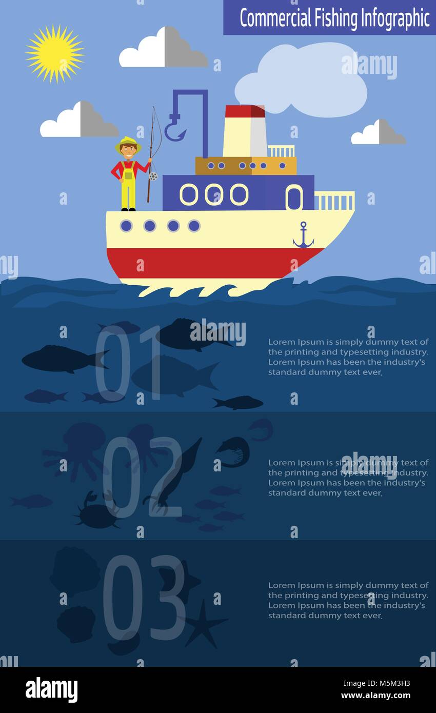 Cool vector flat design fishing boat with crew Stock Vector Image & Art ...