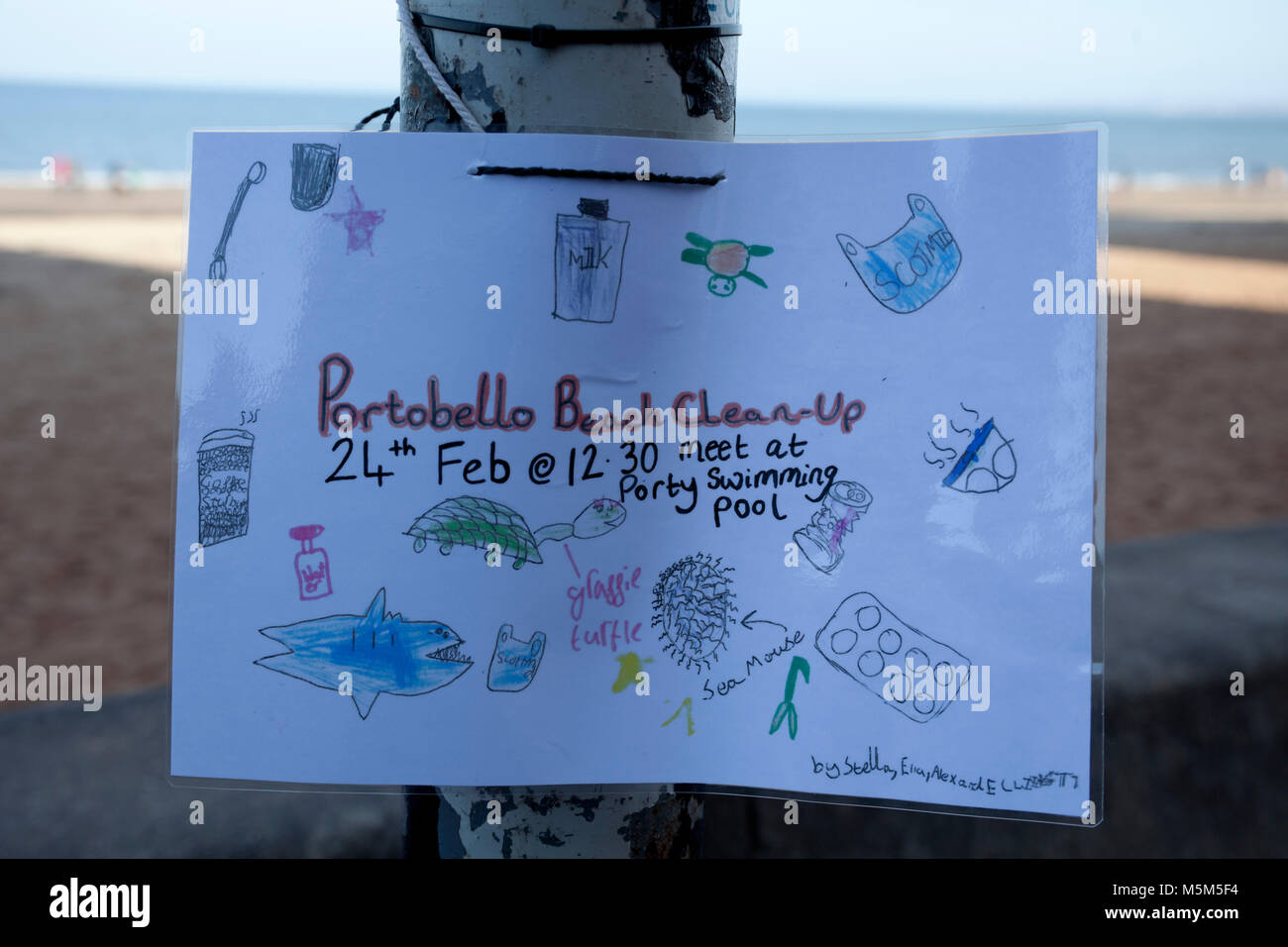 Portobello Beach, Edinburgh, Scotland. 24 Feb. 2018. Beach clean up ...