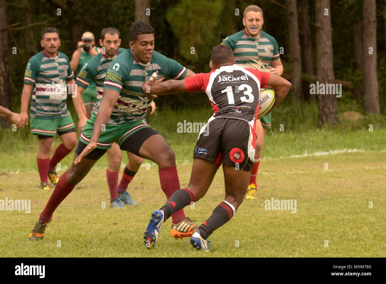 JACAREÍ, SP - 24.02.2018: JACAREÍ RUGBY X SÃO BENTO - The team of ...