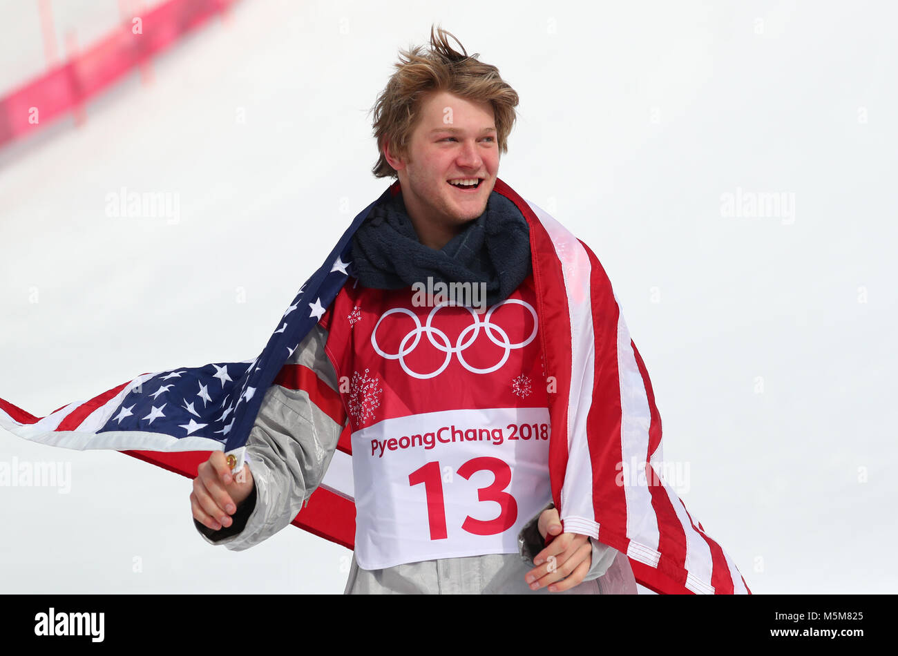 Pyeongchang, South Korea. 24th Feb, 2018. Kyle Mack from USA celebrates ...