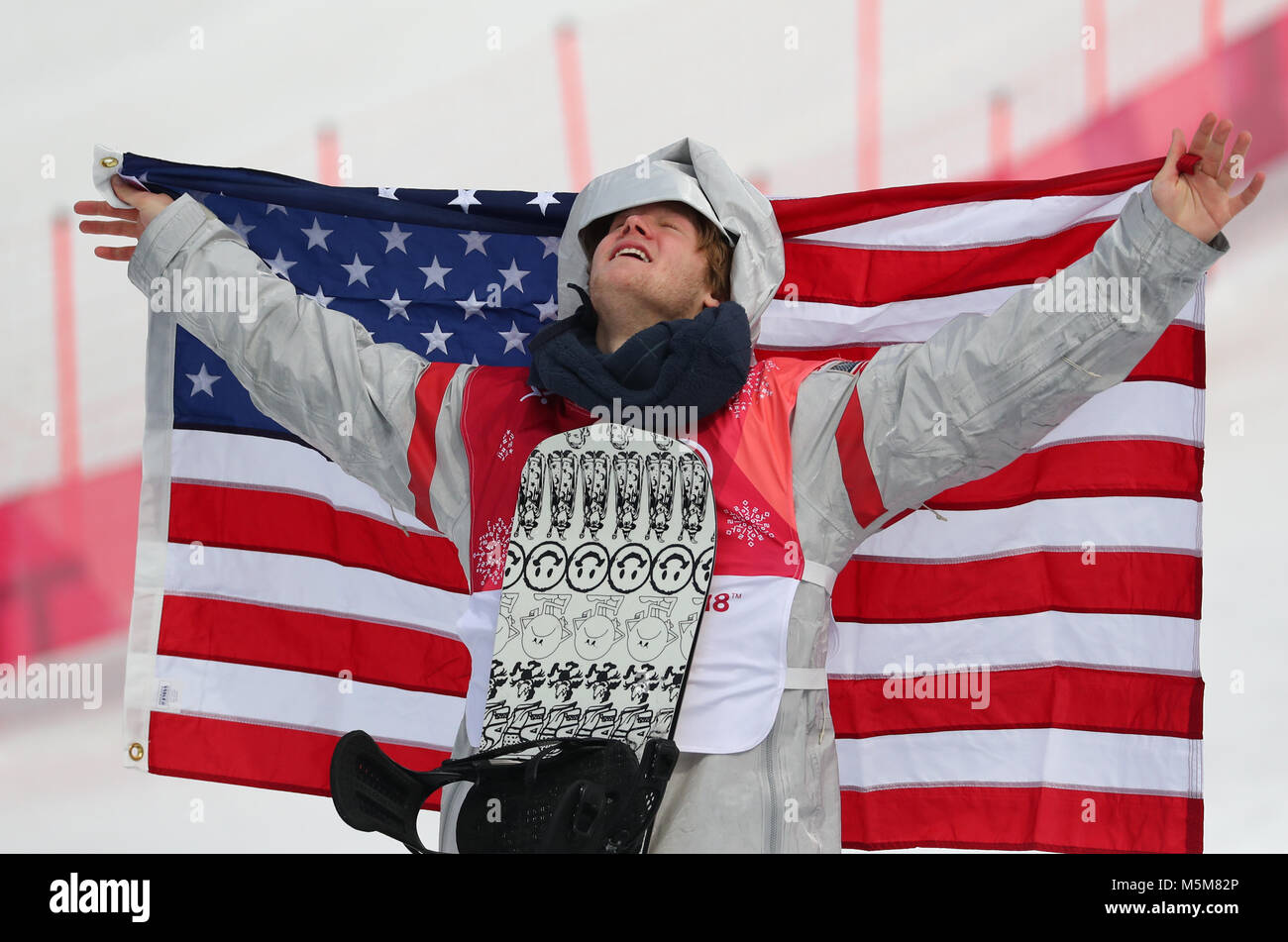 Pyeongchang, South Korea. 24th Feb, 2018. Kyle Mack from USA celebrates ...