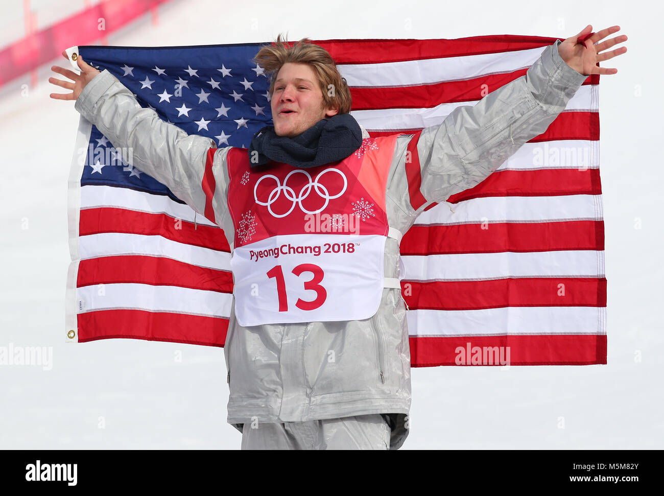 Pyeongchang, South Korea. 24th Feb, 2018. Kyle Mack from USA celebrates ...