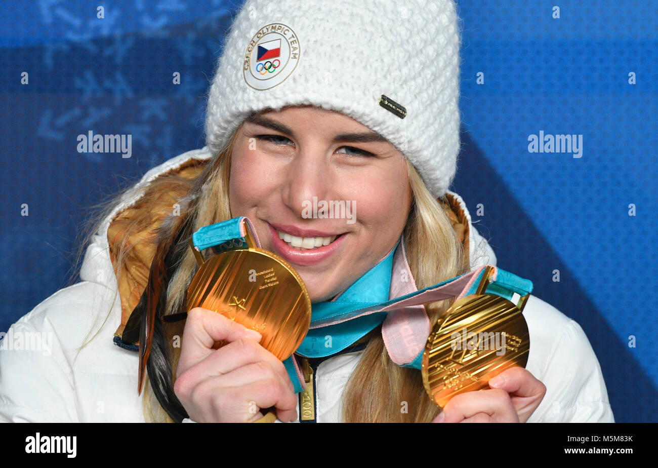 Snowboarder and skier Ester Ledecka, 22, a double gold medalist, won ...