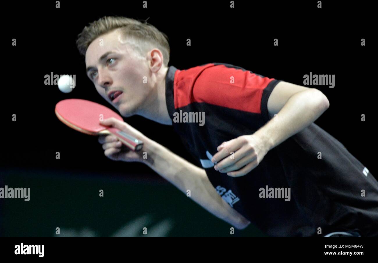 London, UK, 24 Feb, 2018. ITTF World Cup Team Table Tennis Copper Box ...