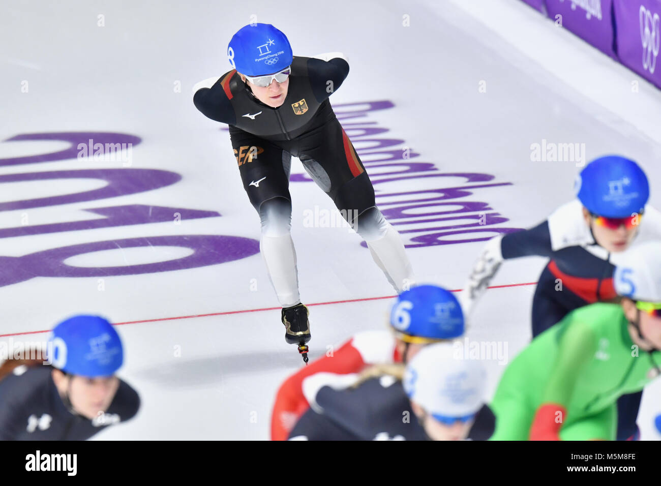 German speed skater Claudia Pechstein skates at the Gangneung Oval in ...