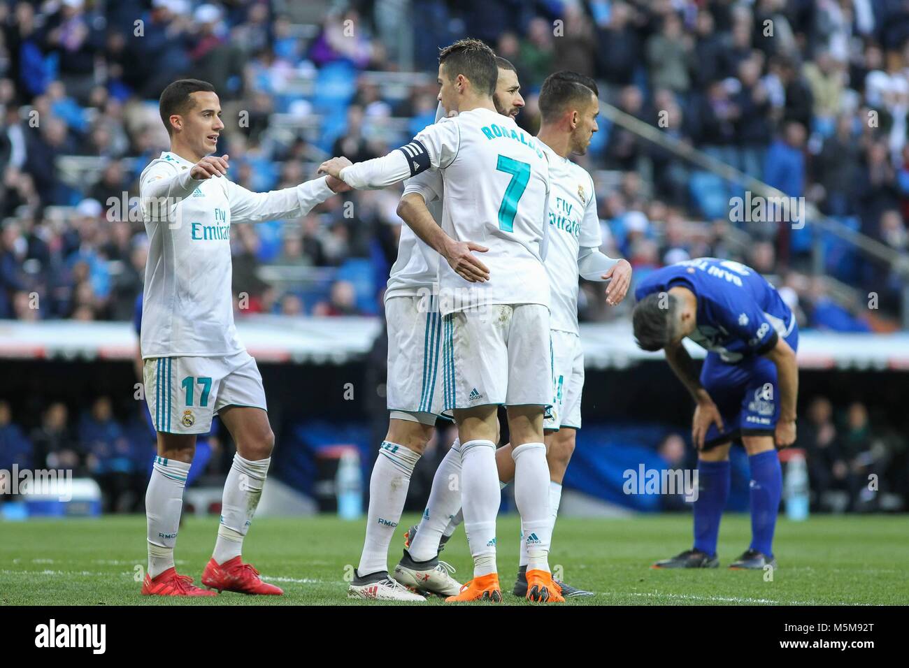 Real MadridÂ´s players celebrating a goal during La Liga match between ...