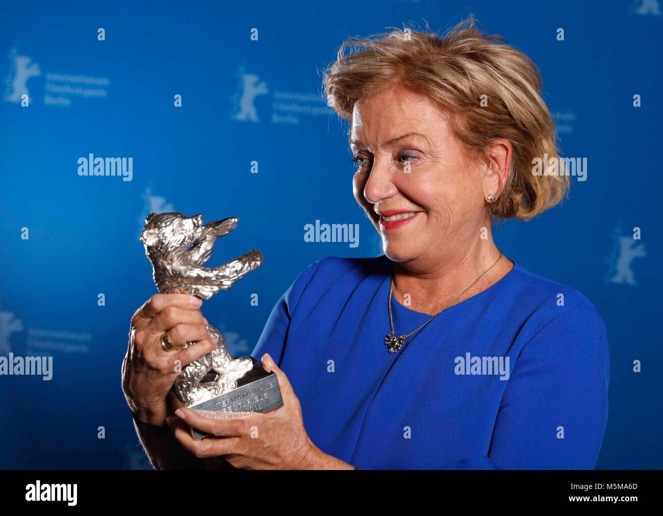 Berlin, Germany. 24th Feb, 2018. Actress Ana Brun poses with her Silver ...