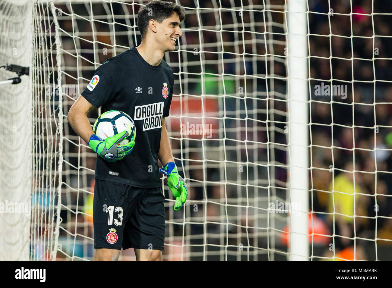Barcelona, Spain. 24th Feb, 2018. Girona goalkeeper Yassine Bounou (13 ...