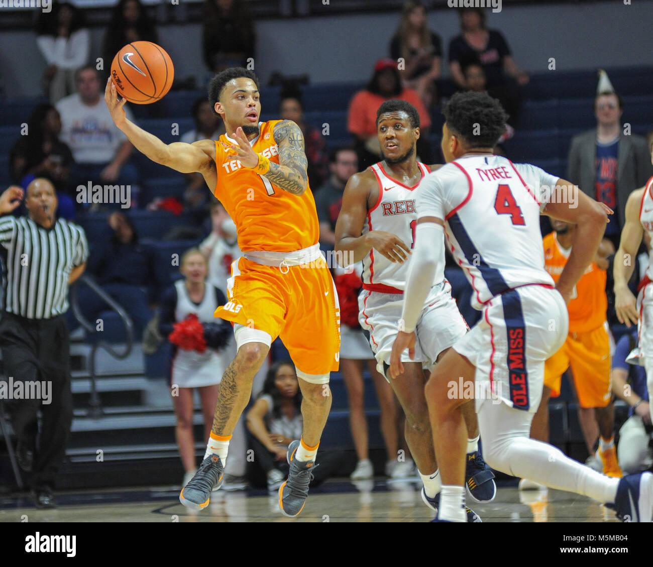 February 24, 2018; Oxford, MS, USA; Tennessee guard, Lamonte Turner (1 ...