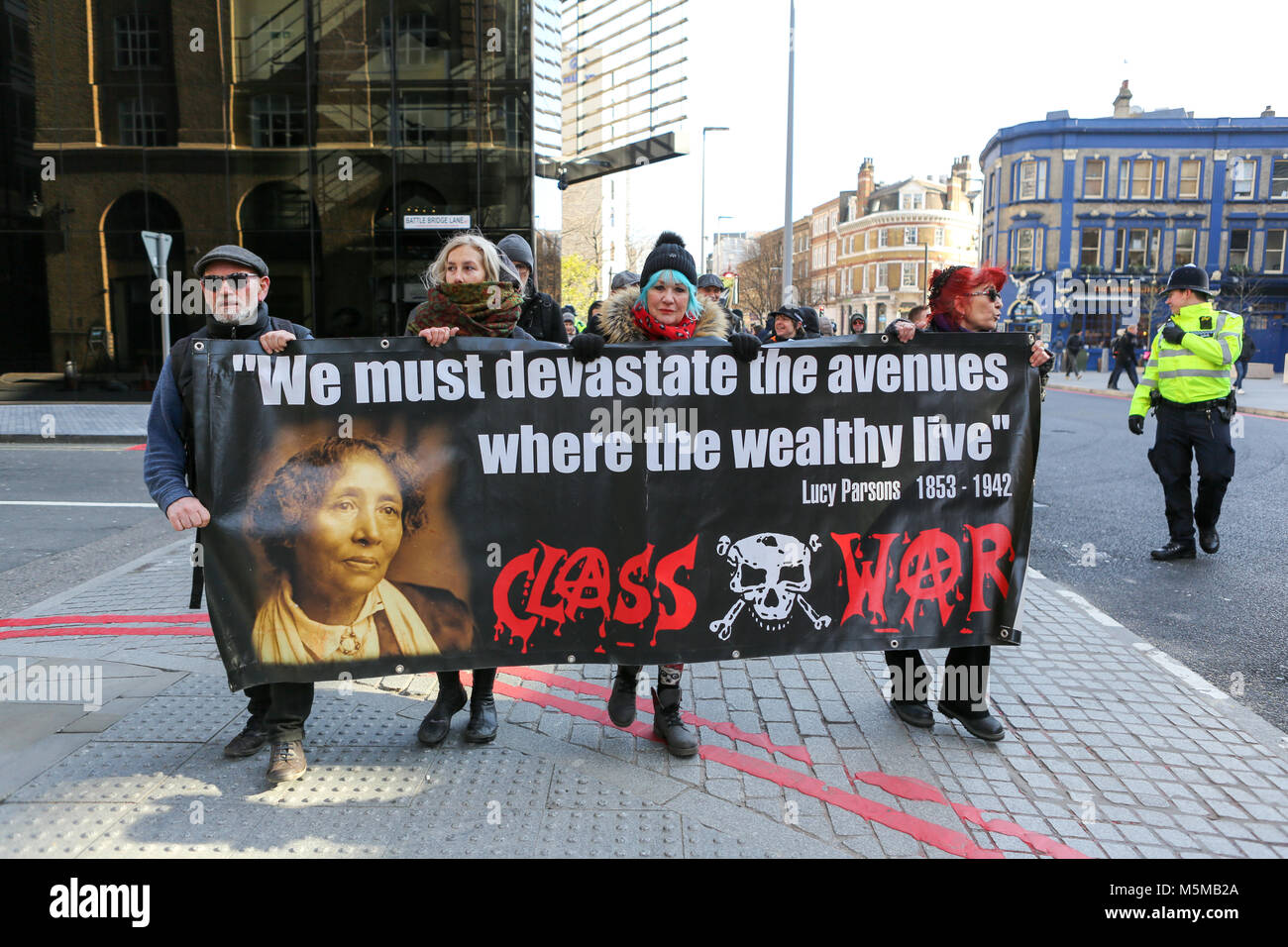 London, UK. 24th Feb, 2018. Class War organized London wide anti-gentrification rally at park ...