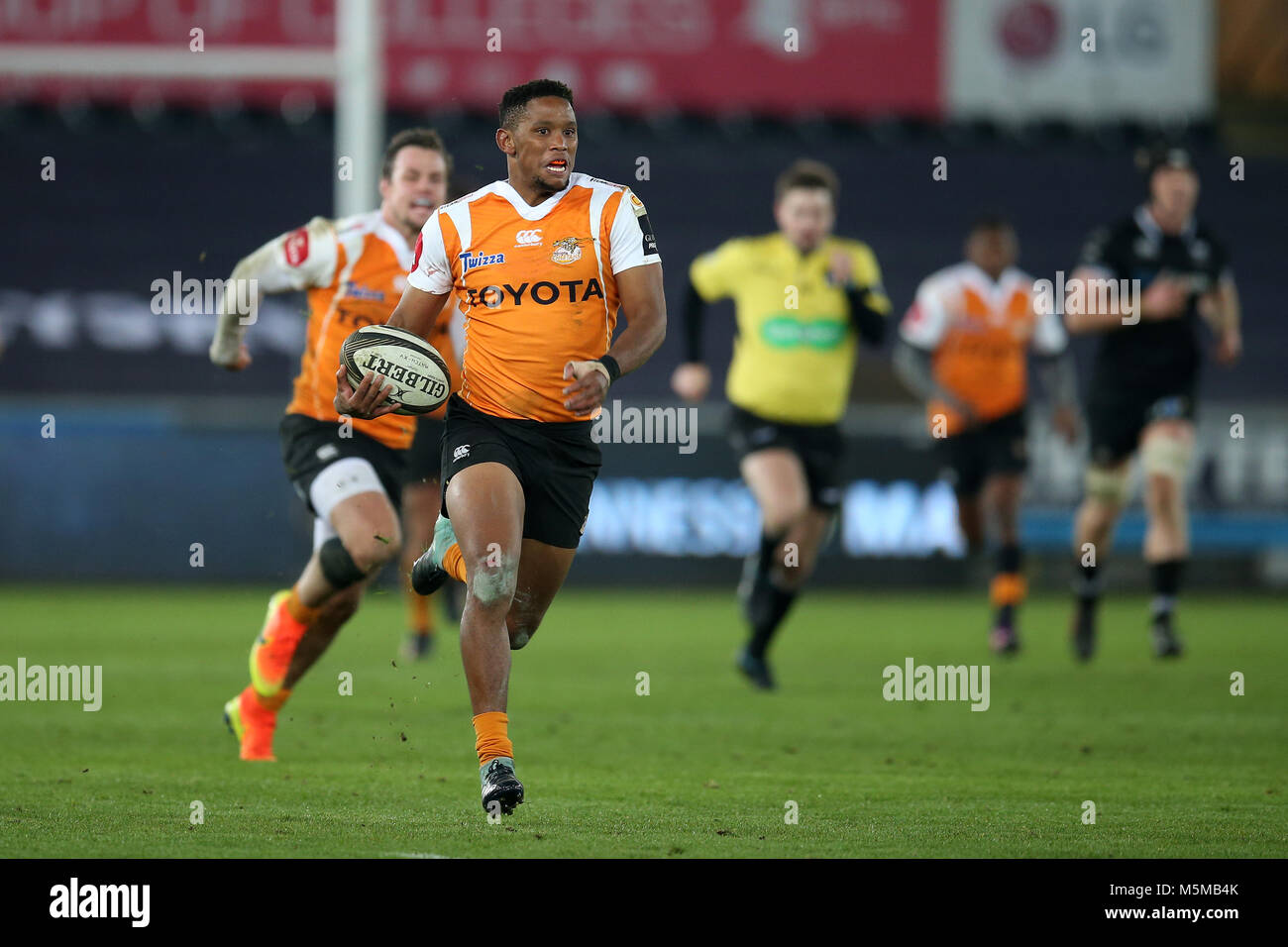 Swansea, Wales, UK. 24th February, 2018. Craig Barry of the Cheetahs ...