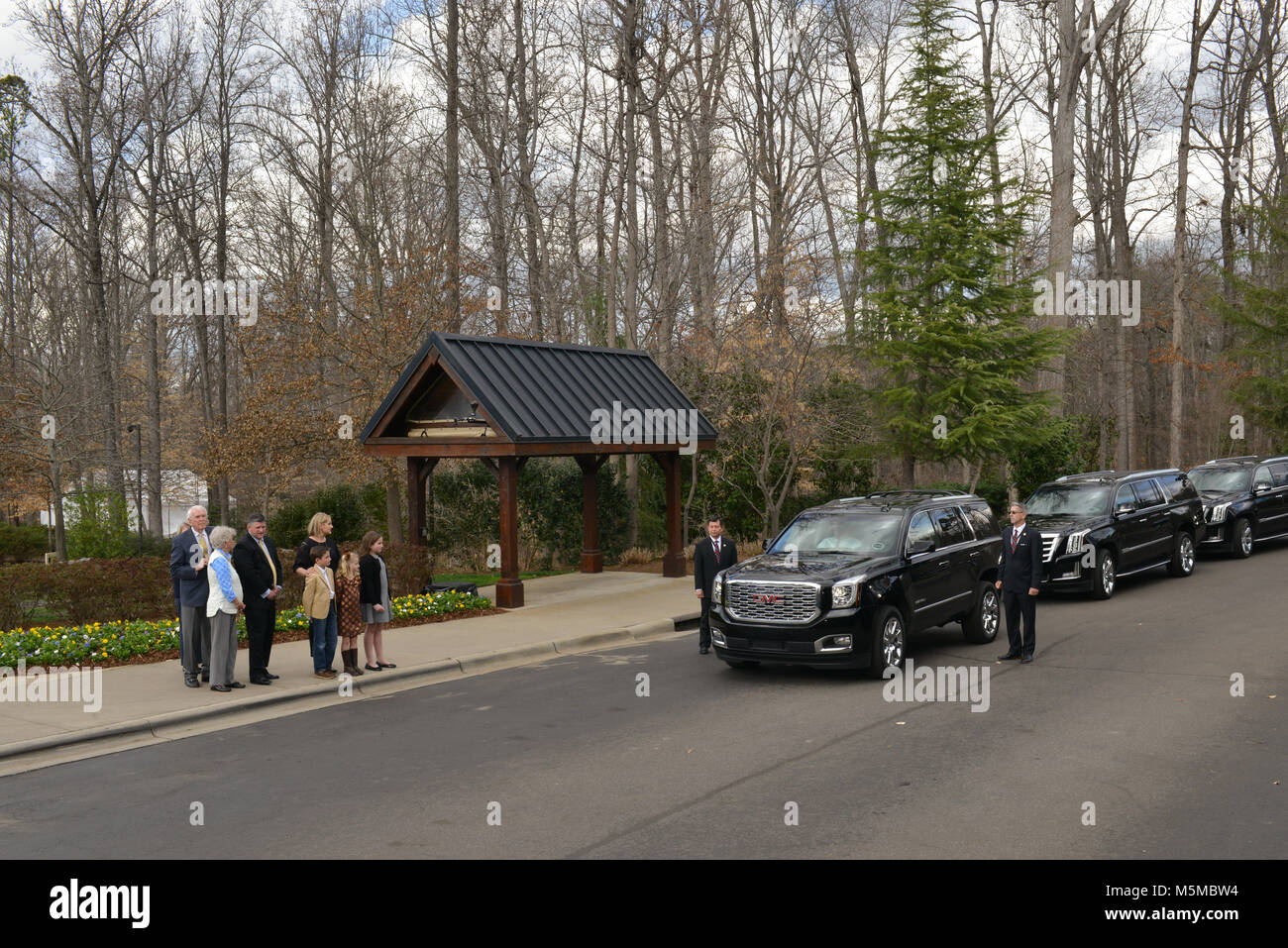 Charlotte, NC, USA. 24 Feb. 2018. Family members gather to receive the ...