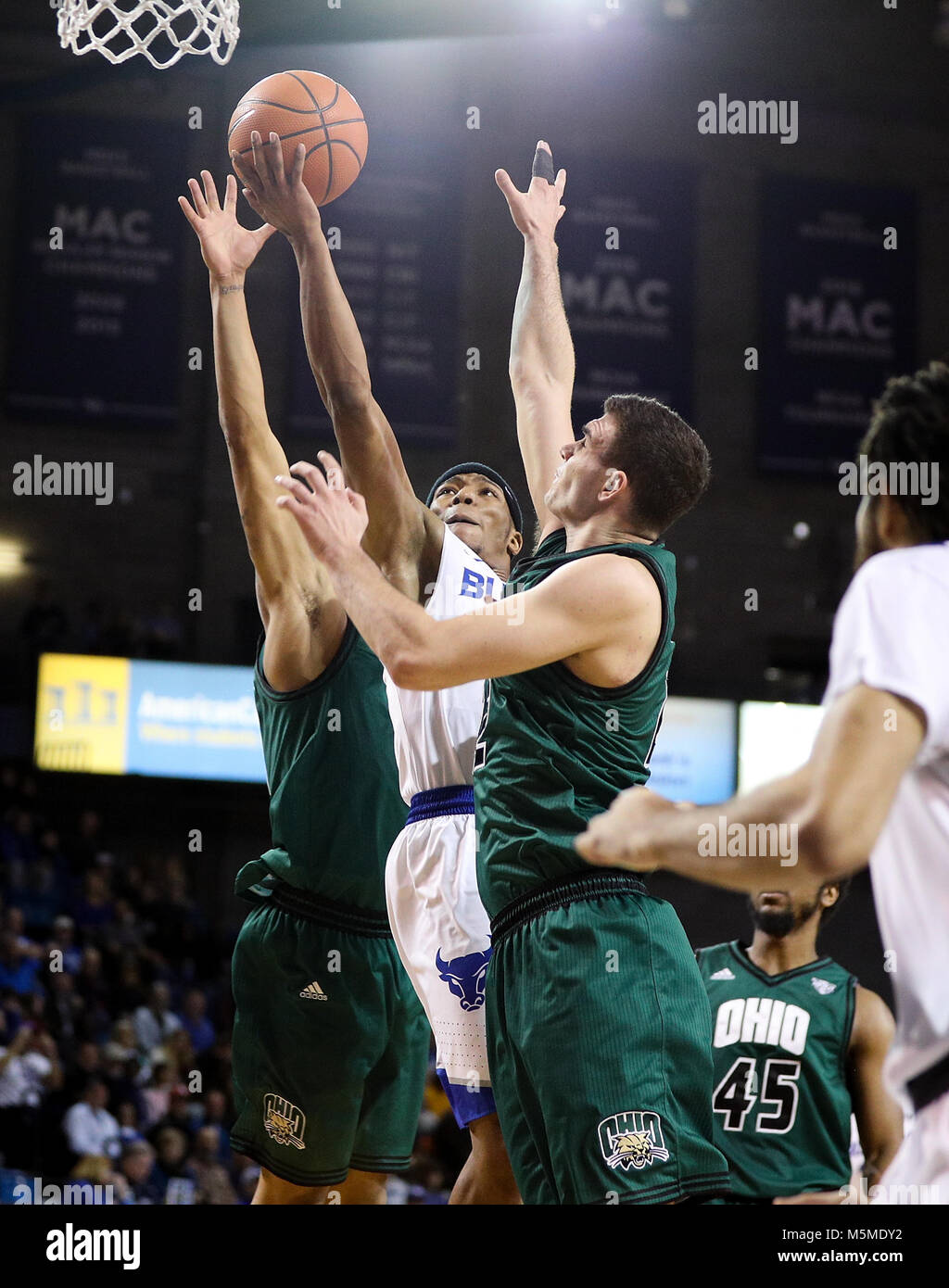 February 24, 2018: Buffalo Bulls guard Wes Clark (10) drives to the rim ...