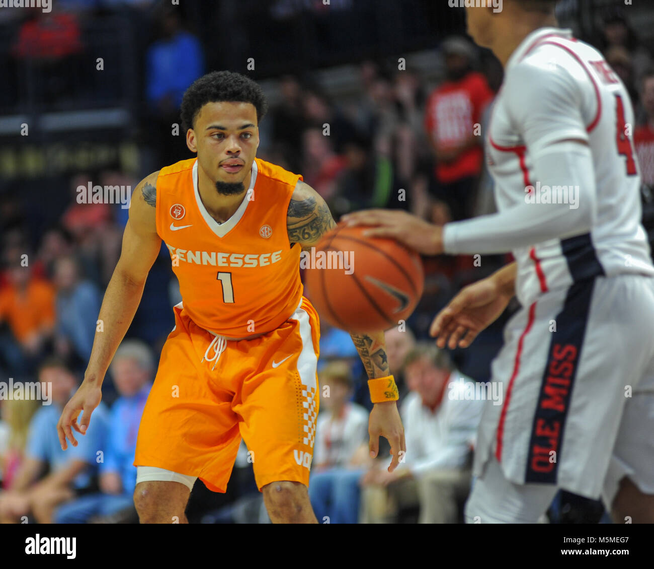 February 24, 2018; Oxford, MS, USA; Tennessee guard, Lamonte Turner (1 ...
