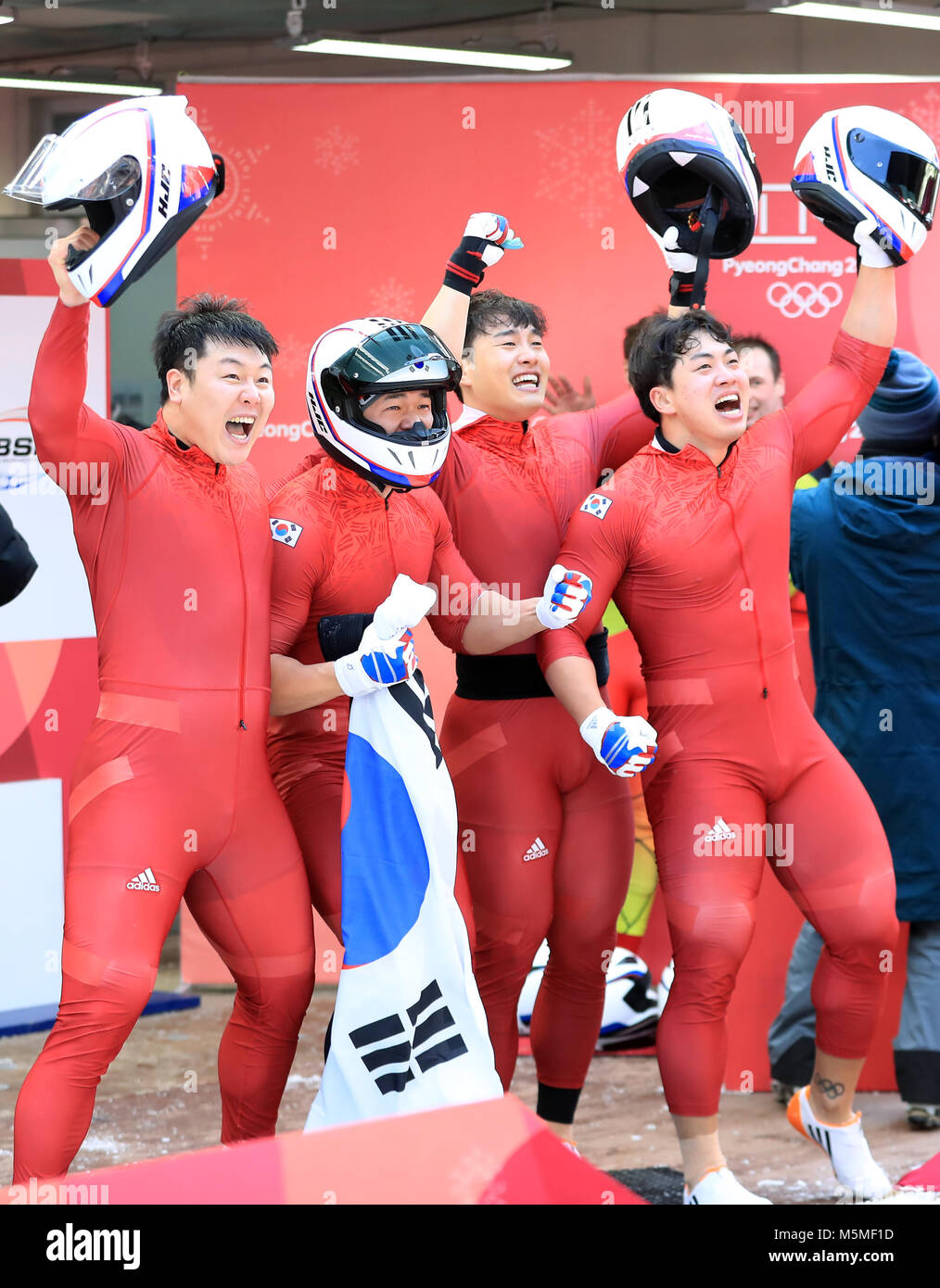 25th Feb, 2018. S. Korea wins silver in 4-man bobsleigh South Korean ...