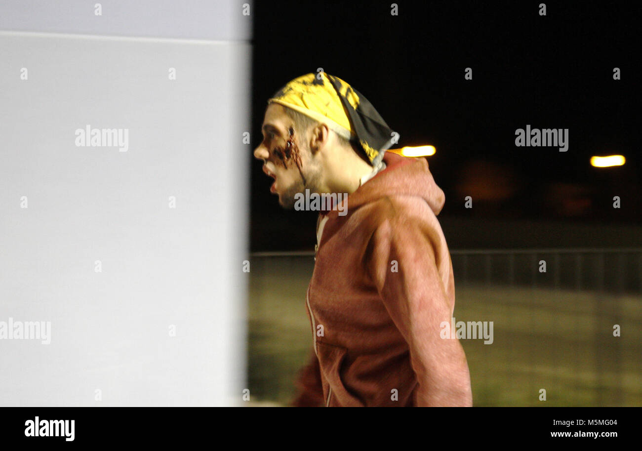 Mallorca, Spain. 24th February, 2018. Zombies have attacked the small ...
