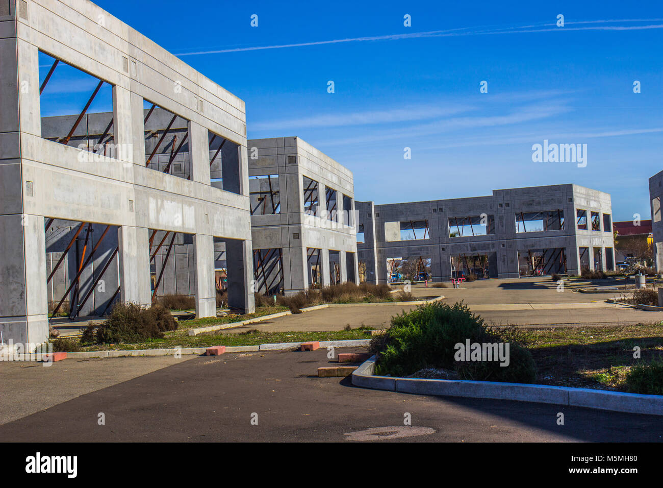 Abandoned Office Building Complex With Incomplete Concrete Walls Held ...