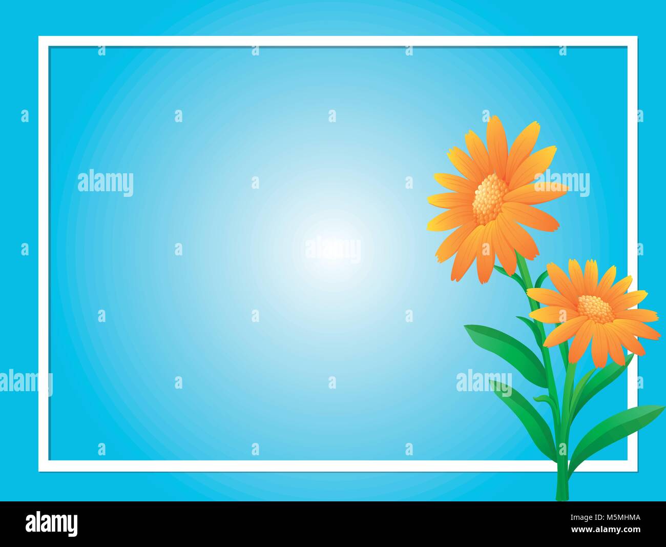 Border template with orange flowers illustration Stock Vector Image ...