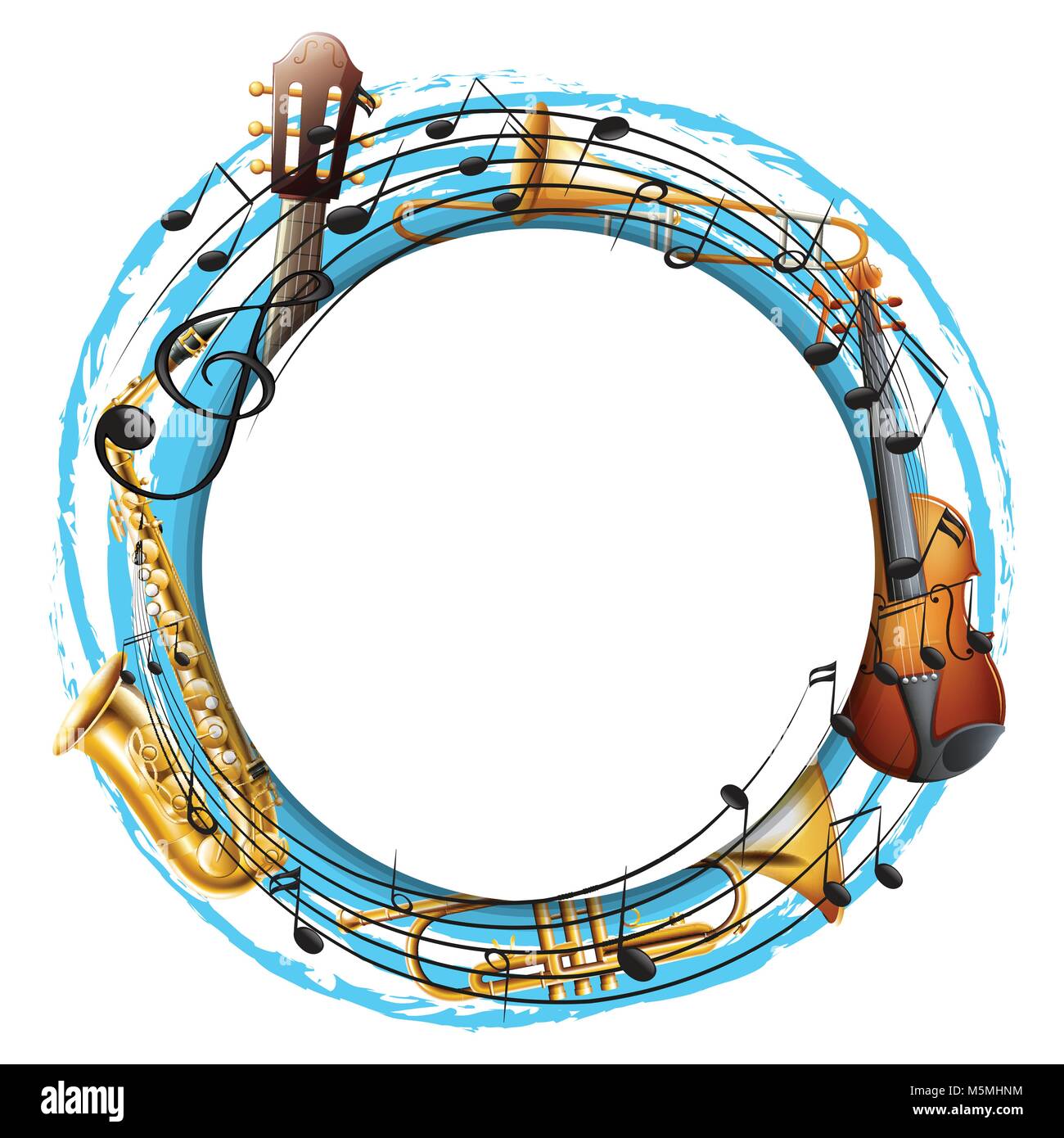 Round frame with musical instruments illustration Stock Vector Image ...