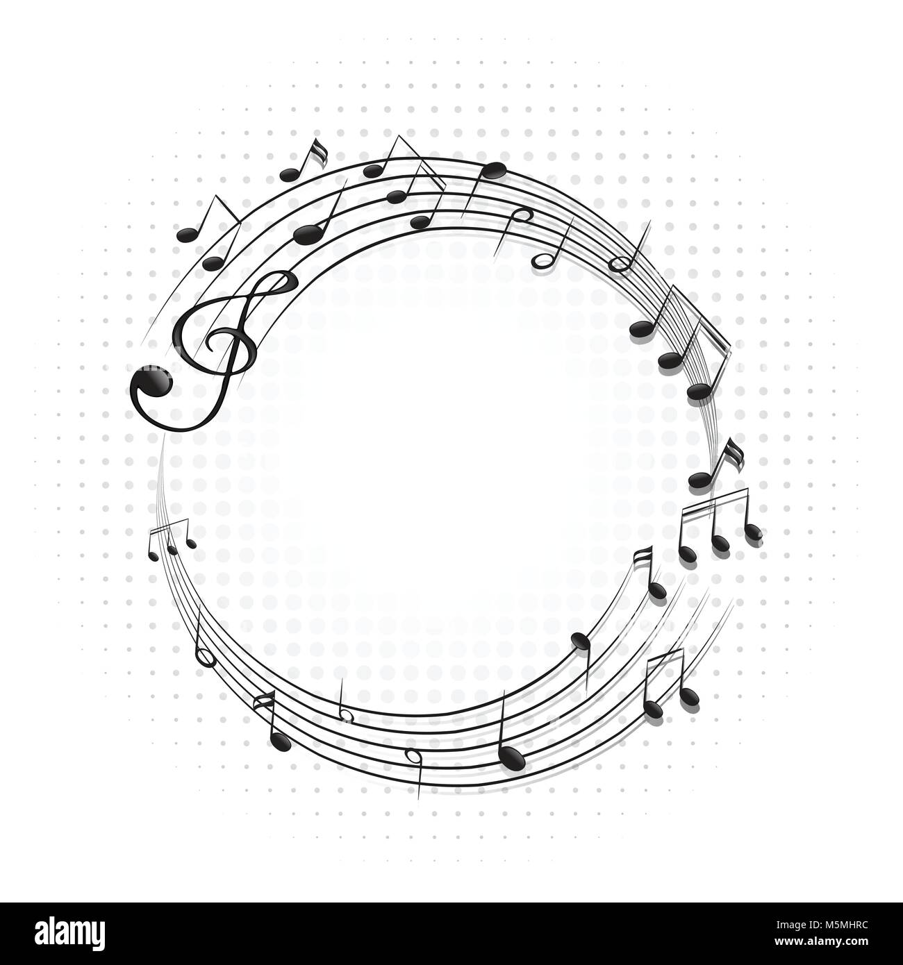 Round frame with music notes on scales illustration Stock Vector Image ...