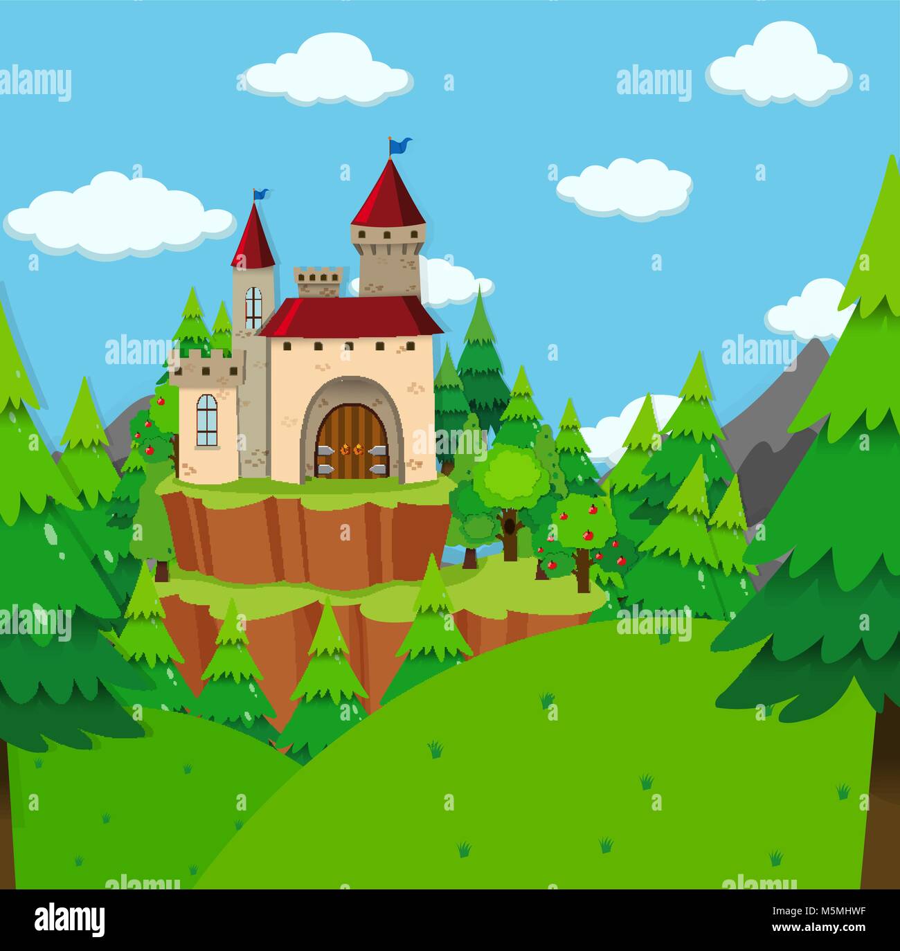 Castle tower in the forest illustration Stock Vector Image & Art - Alamy